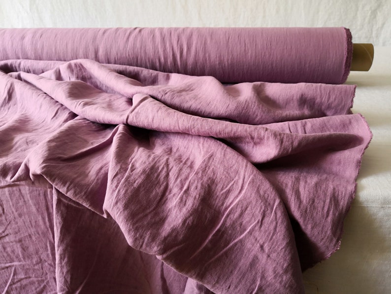 Elegant Mauve Pure 100% linen fabric 205 gsm. 145 cm | Etsy