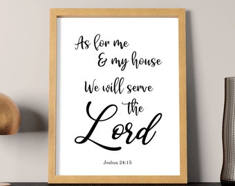 Joshua 24:15, Printable Bible Verse, Christian Wall Art, as for Me and ...