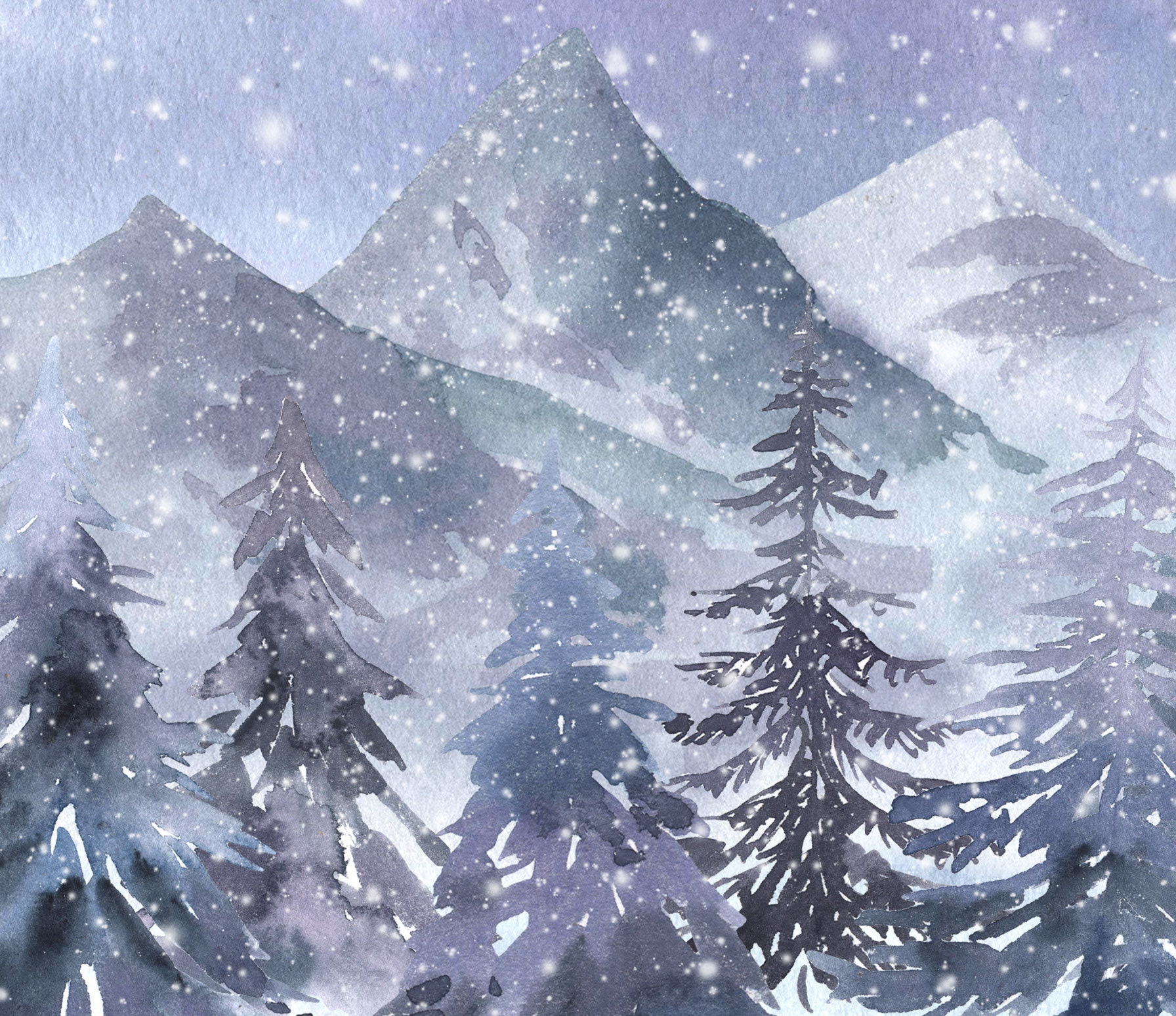 Winter Watercolor Wall Art Set of 3 Prints Christmas - Etsy