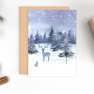 Winter Watercolor Wall Art Set of 3 Prints Christmas Wonderland Nature ...