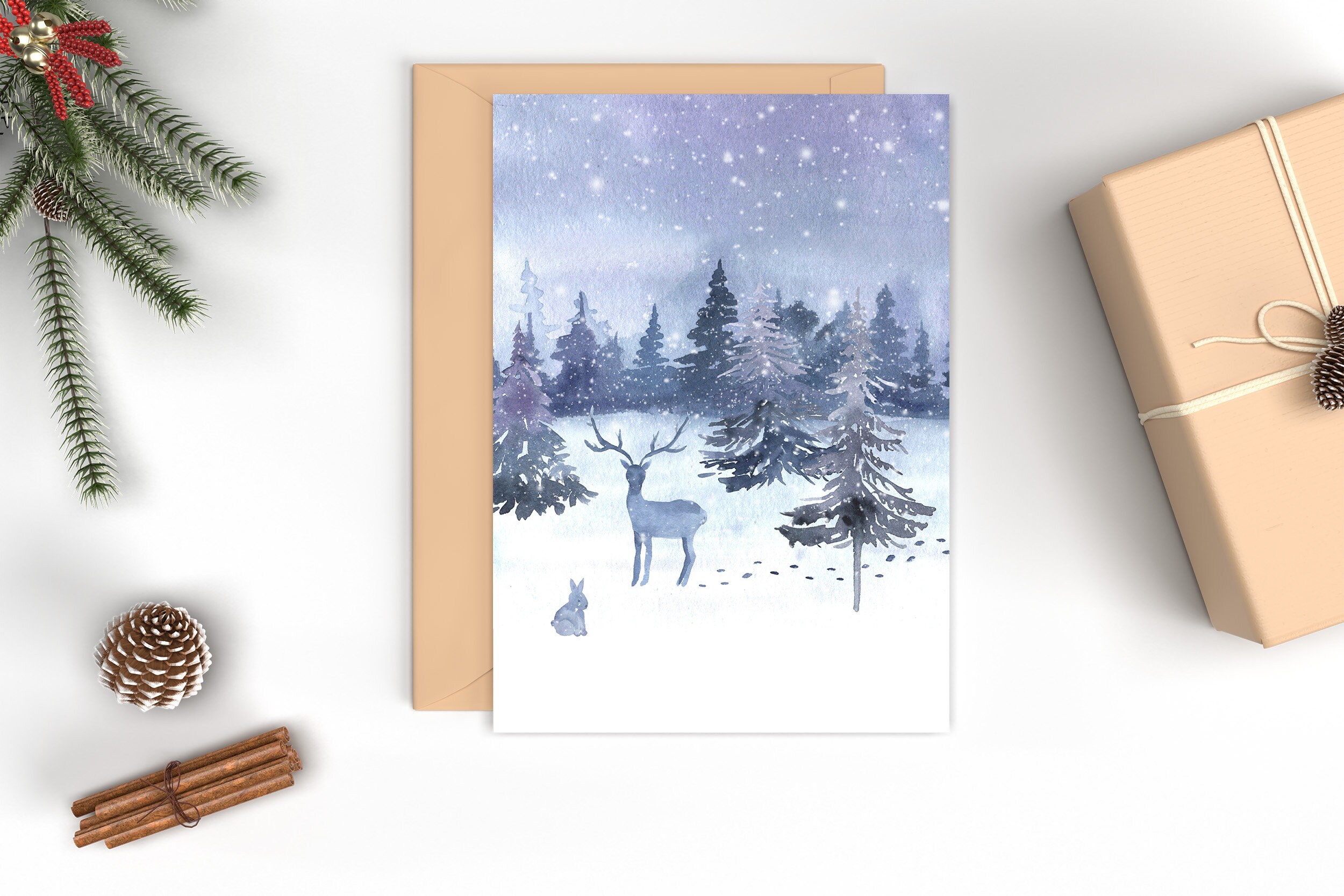 Winter Watercolor Wall Art Set of 3 Prints Christmas - Etsy