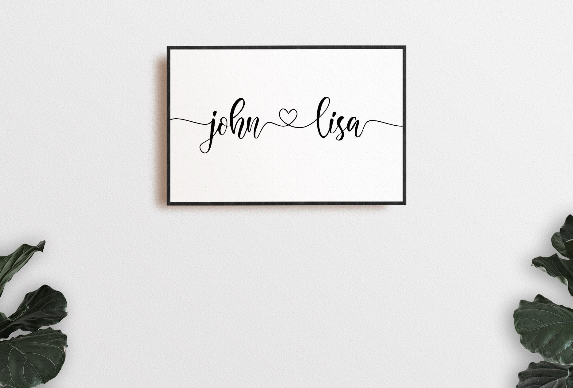 Custom Couple Names Sign With Heart Print | Personalized Gift Decor ...