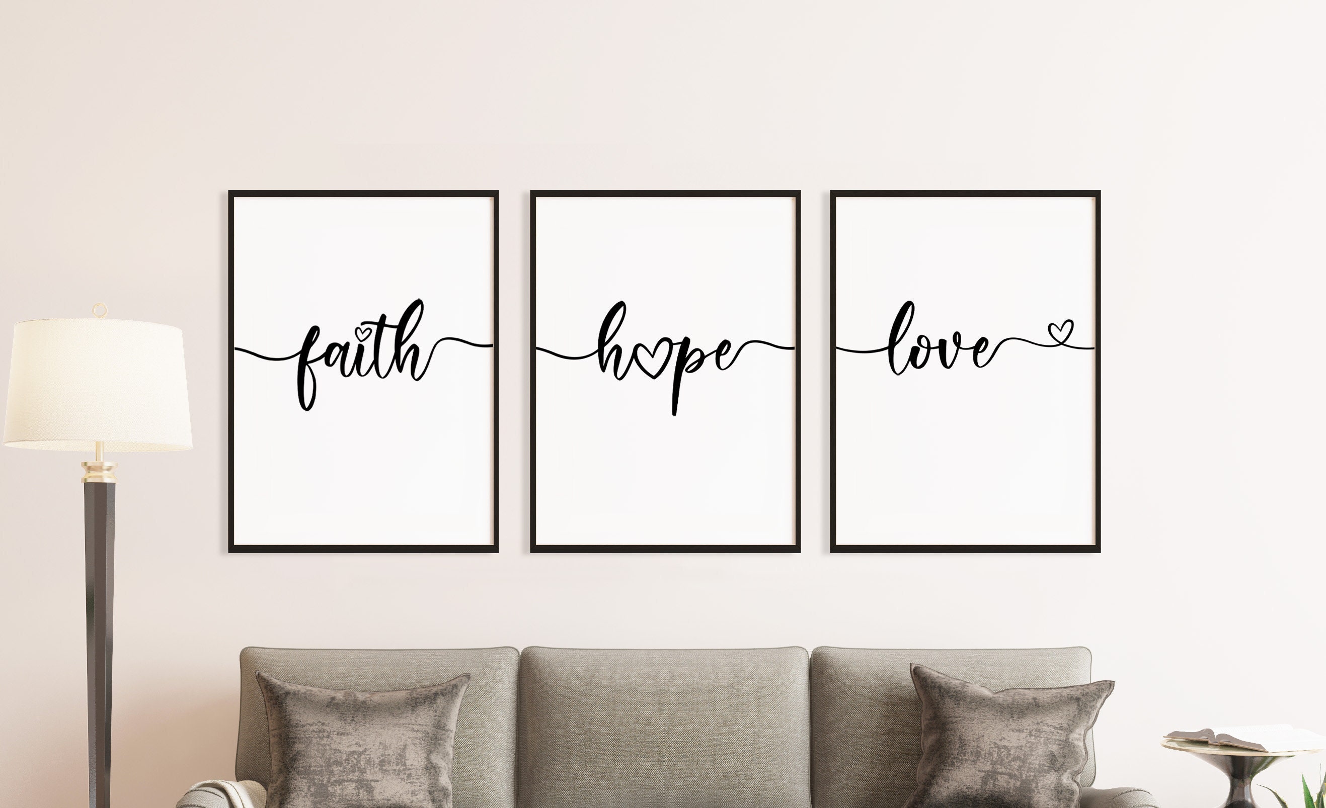 Faith, Hope, Love - Set of 3 Prints - Inspirational Christian Wall Art ...