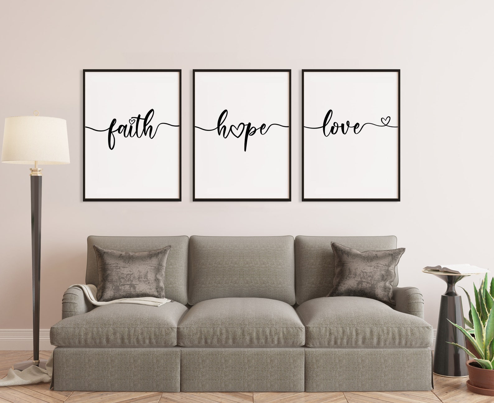 Faith, Hope, Love Set of 3 Prints Inspirational Christian Wall Art With ...