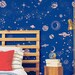 Blue Astro Wallpaper With Planets and Galaxies, Self Adhesive, Peel and ...