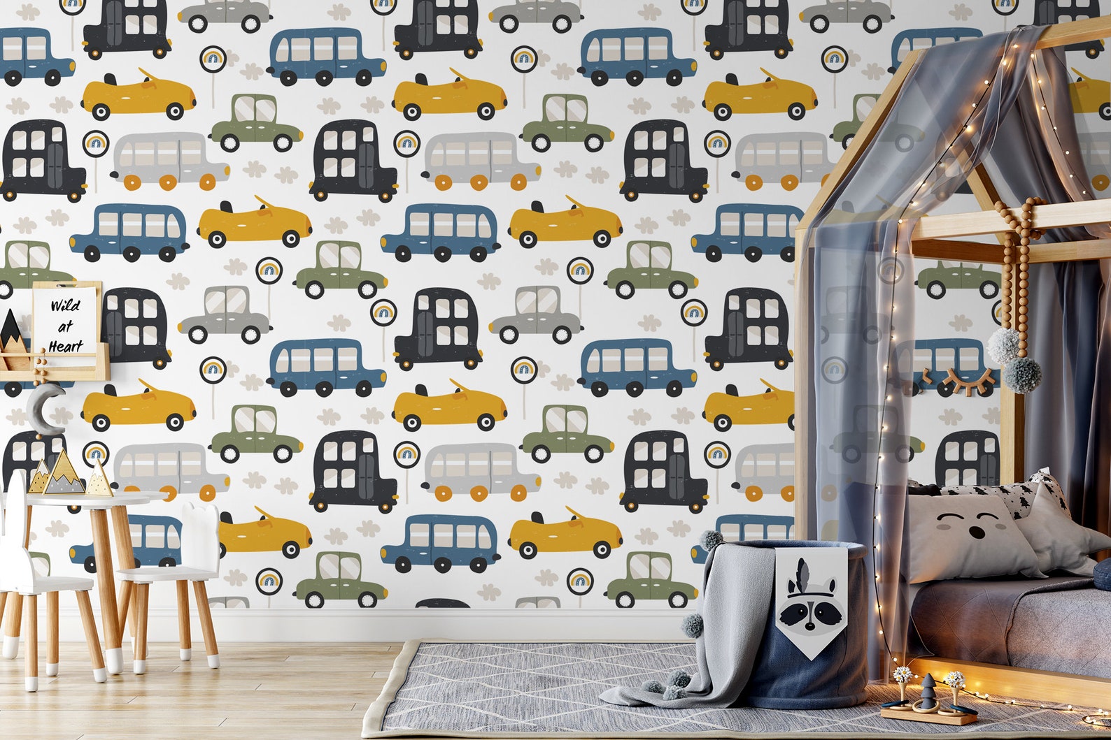 Wallpaper With Colorful Car Pattern for Kids Self - Etsy