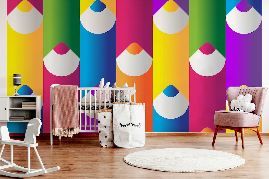Wallpaper With Colorful Crayons, Wallpaper for Kids, Self Adhesive ...