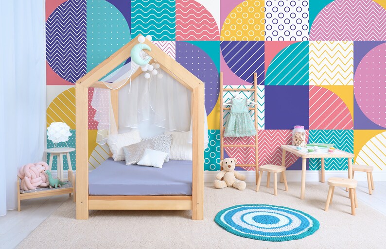 Colorful Geometric Pattern Wallpaper for Kids Self - Etsy