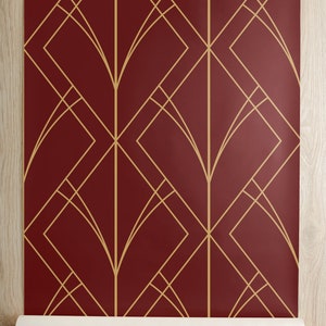 Dark Red Classic Retro Art Deco Geometric Burgundy Luxury Pattern ...