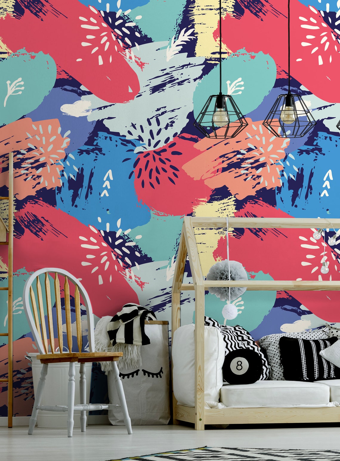 Colorful Abstract Wallpaper for Kids Self Adhesive Peel and | Etsy