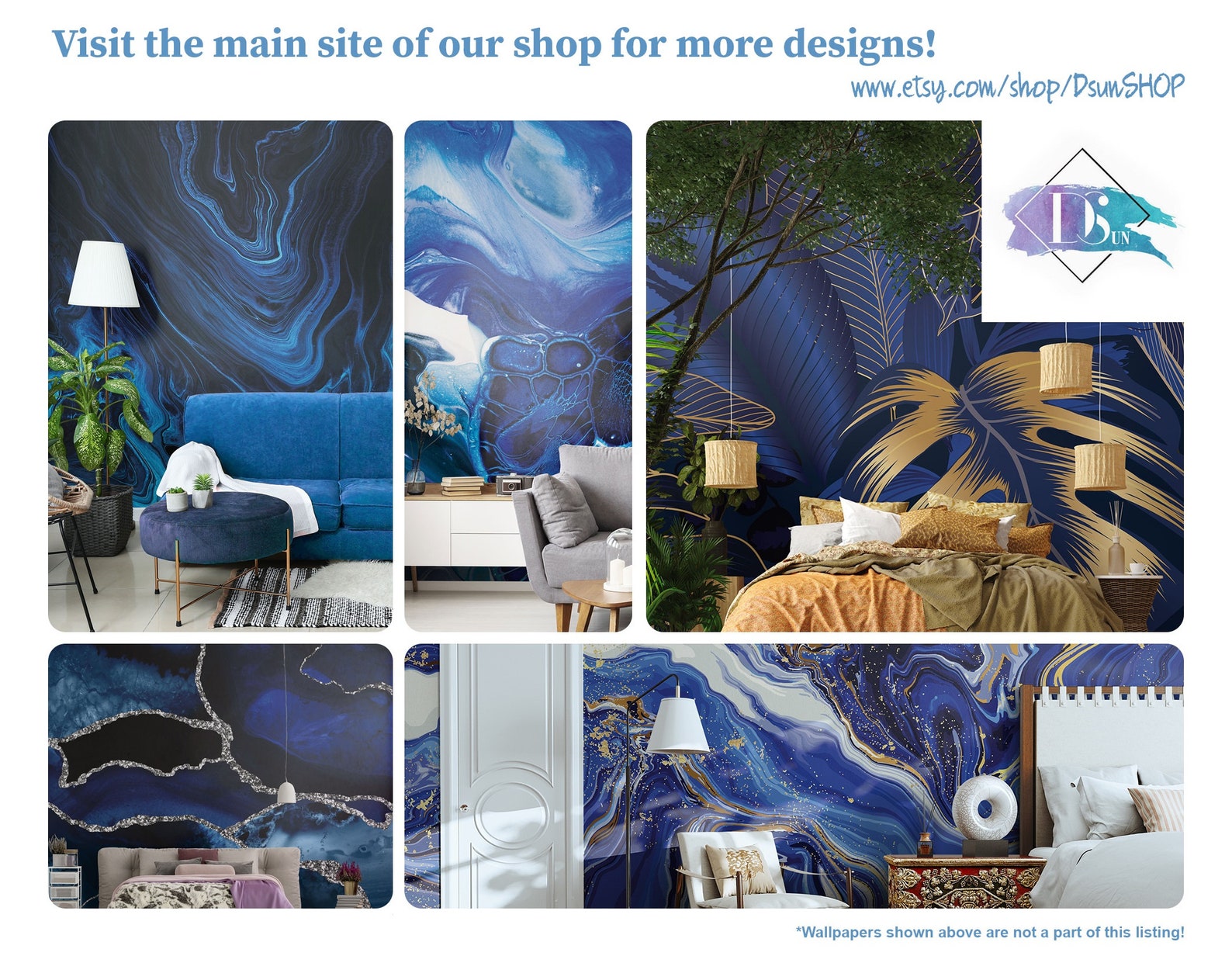 Blue Astro Wallpaper With Planets and Galaxies Self Adhesive - Etsy