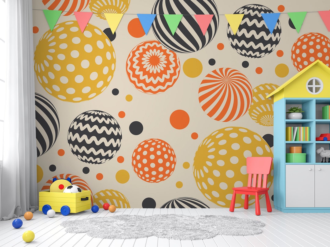 Colorful Wallpaper With Patterned Balls || for Kids, Self Adhesive ...