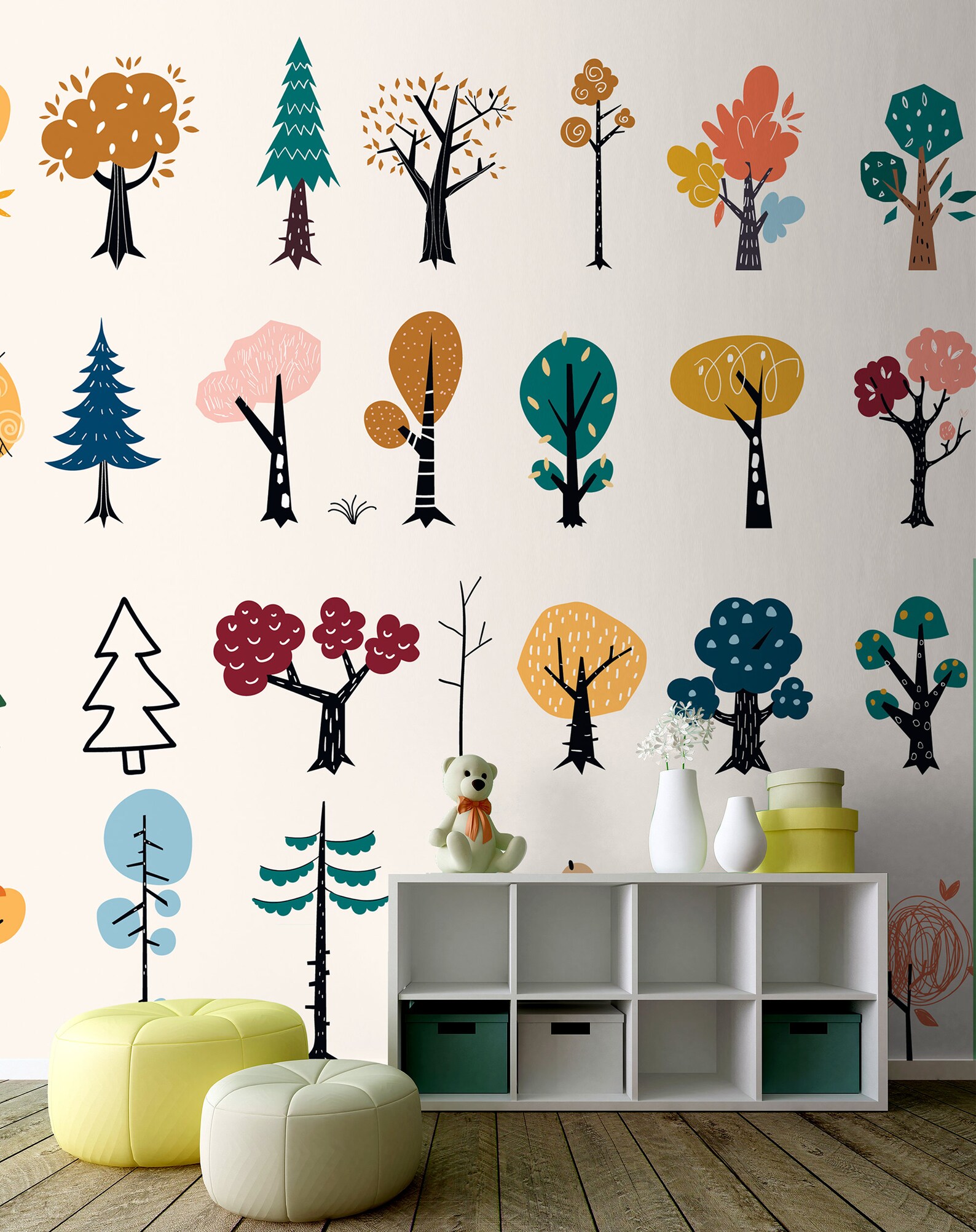 Colorful Tree Pattern Wallpaper for Kids Self Adhesive | Etsy