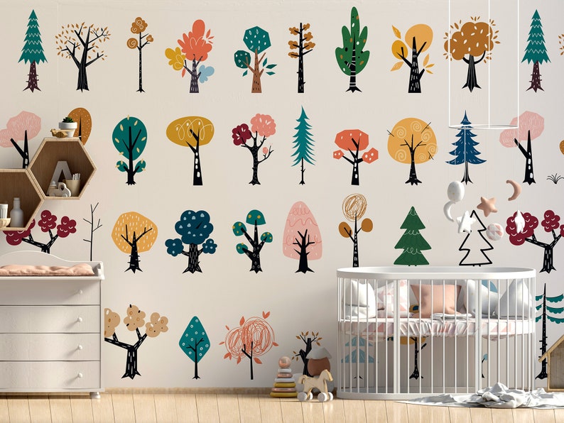 Colorful Tree Pattern Wallpaper for Kids Self Adhesive - Etsy