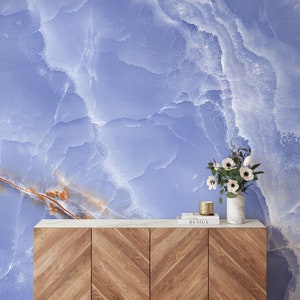 Blue Marble Stone Wallpaper, Marble Wall Mural, Crystal Wallpaper ...