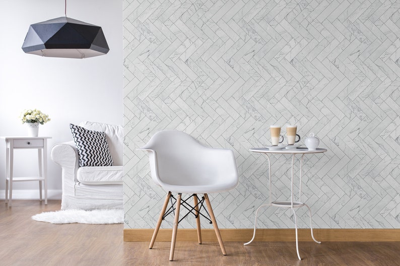 White Wallpaper With Geometric Linear Pattern Self Adhesive - Etsy
