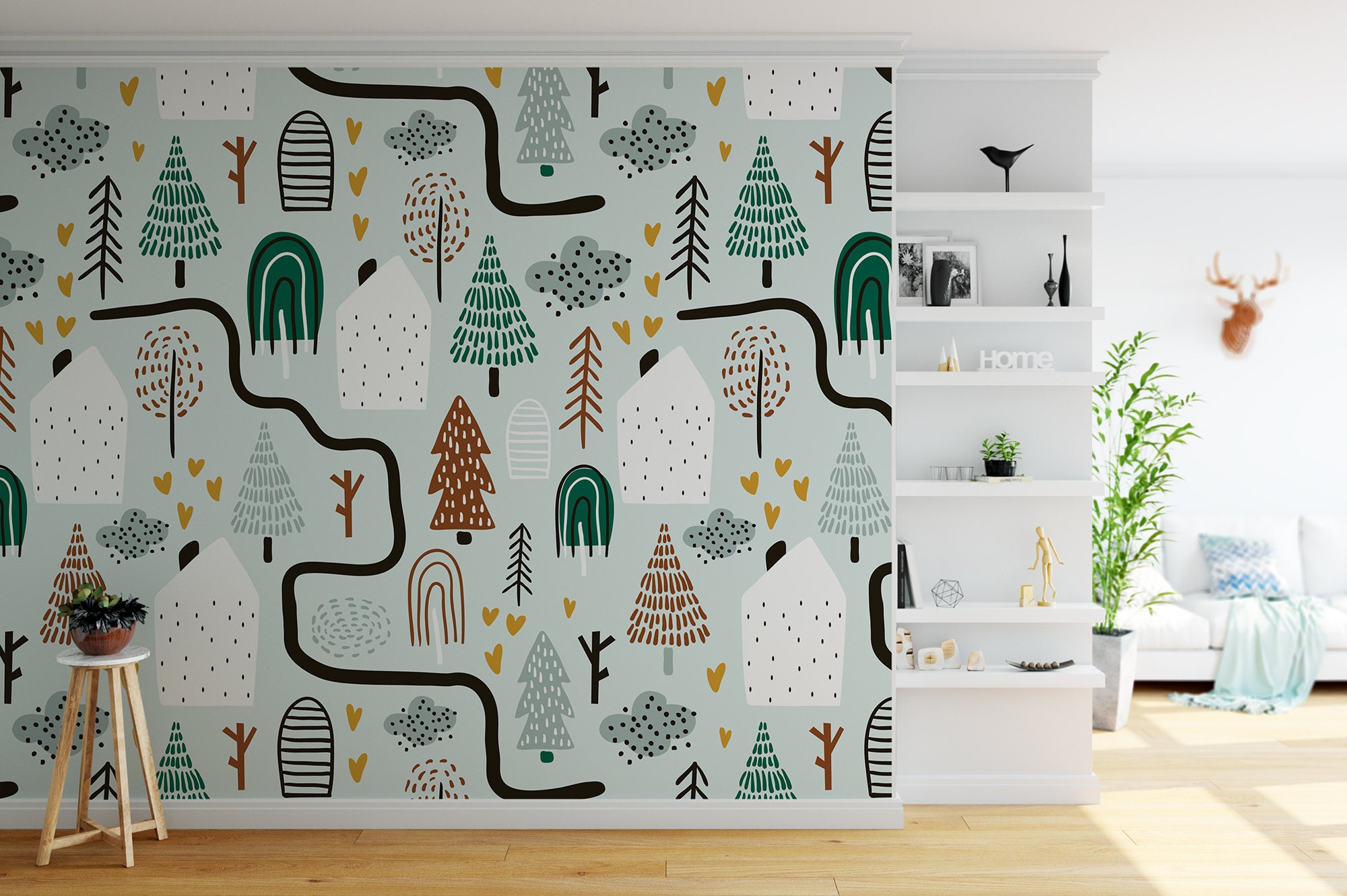 Forest Map Pattern Wallpaper for Kids Self Adhesive Peel | Etsy