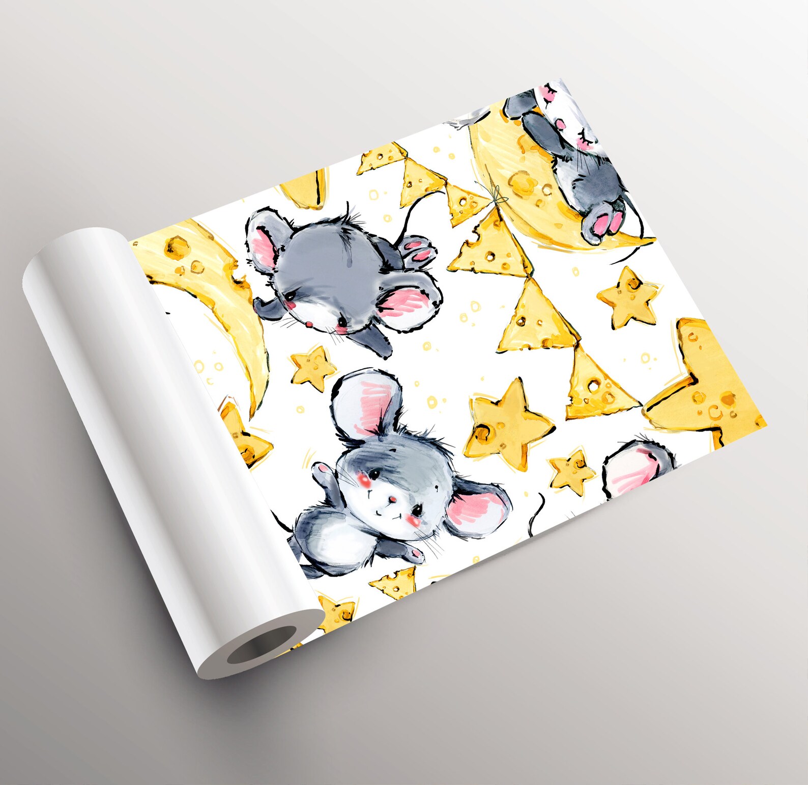 Wallpaper With Mouse, Cheesy Moon and Stars || for Kids, Self Adhesive ...
