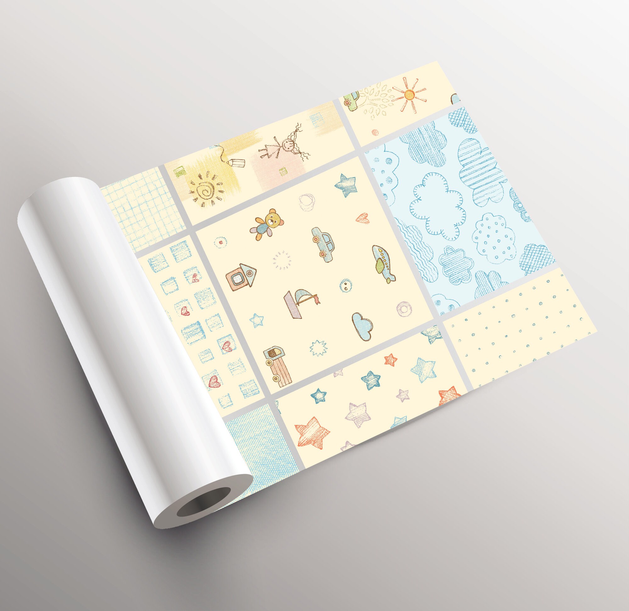 Blue and Yellow Baby Pattern Wallpaper for Kids Self - Etsy