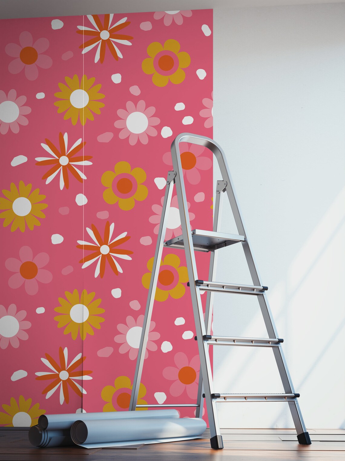 Pink Childish Wallpaper With Flowery Big Pattern || for Kids, Self ...