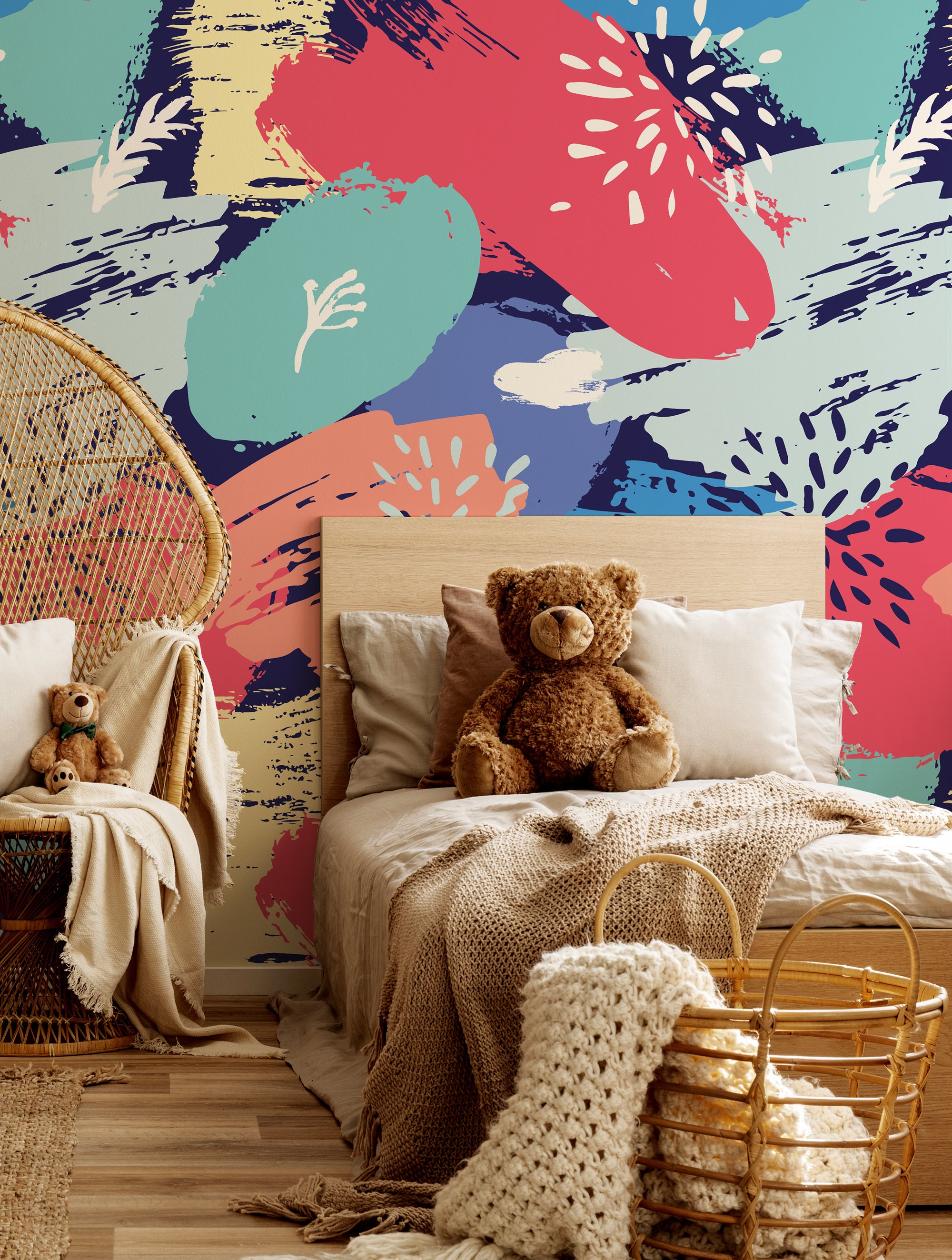 Colorful Abstract Wallpaper for Kids Self Adhesive Peel and | Etsy