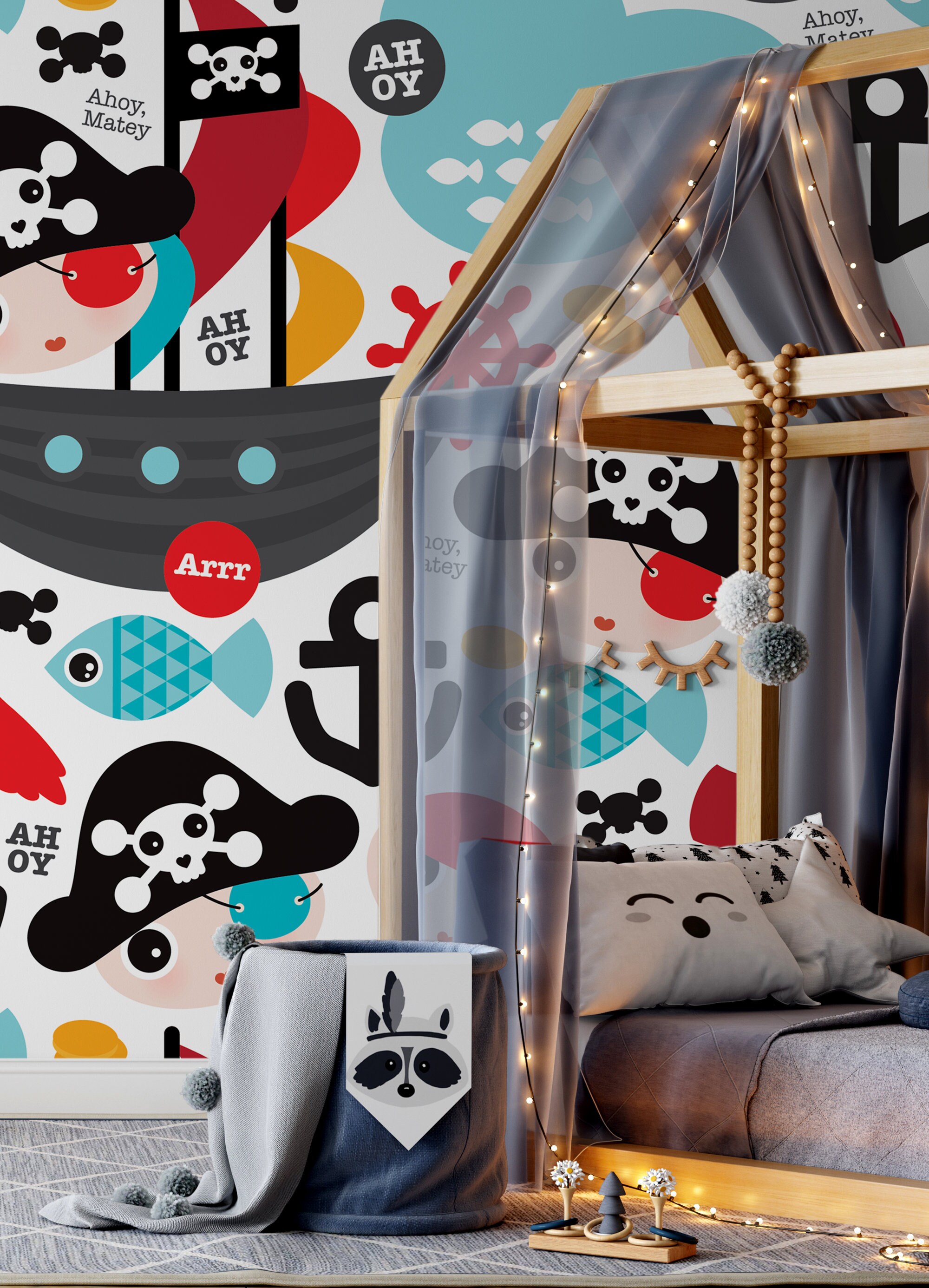 Little Pirate Wallpaper, for Kids, Self Adhesive, Peel and Stick Wall ...
