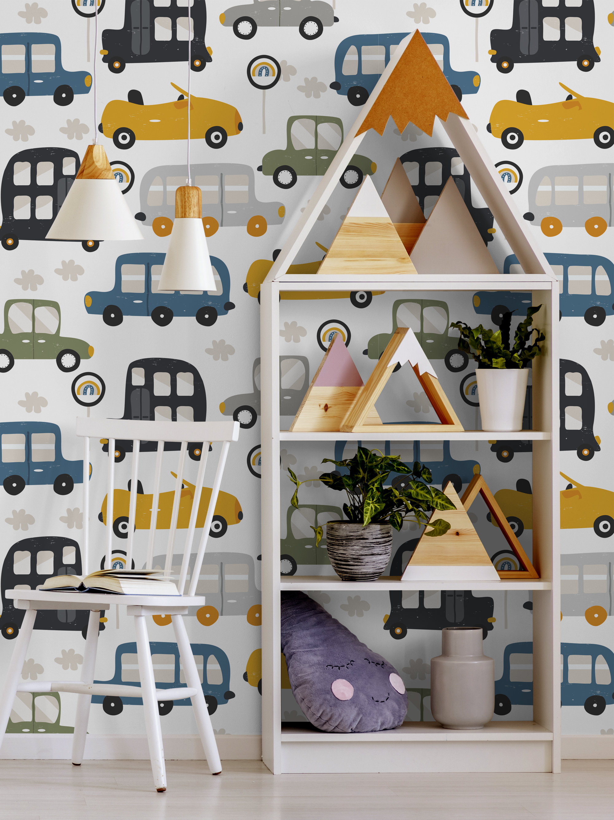 Wallpaper With Colorful Car Pattern for Kids Self - Etsy