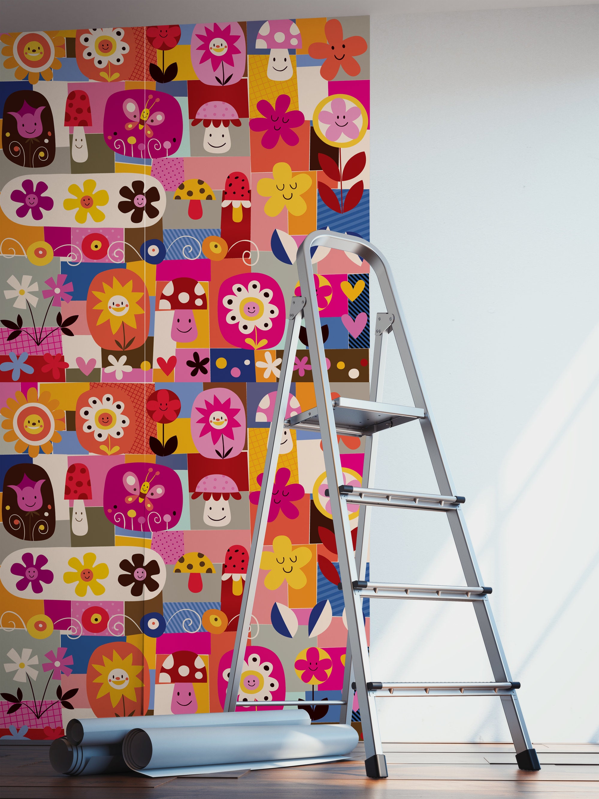 Colorful Wallpaper With Flowers and Mushrooms || for Kids, Self ...