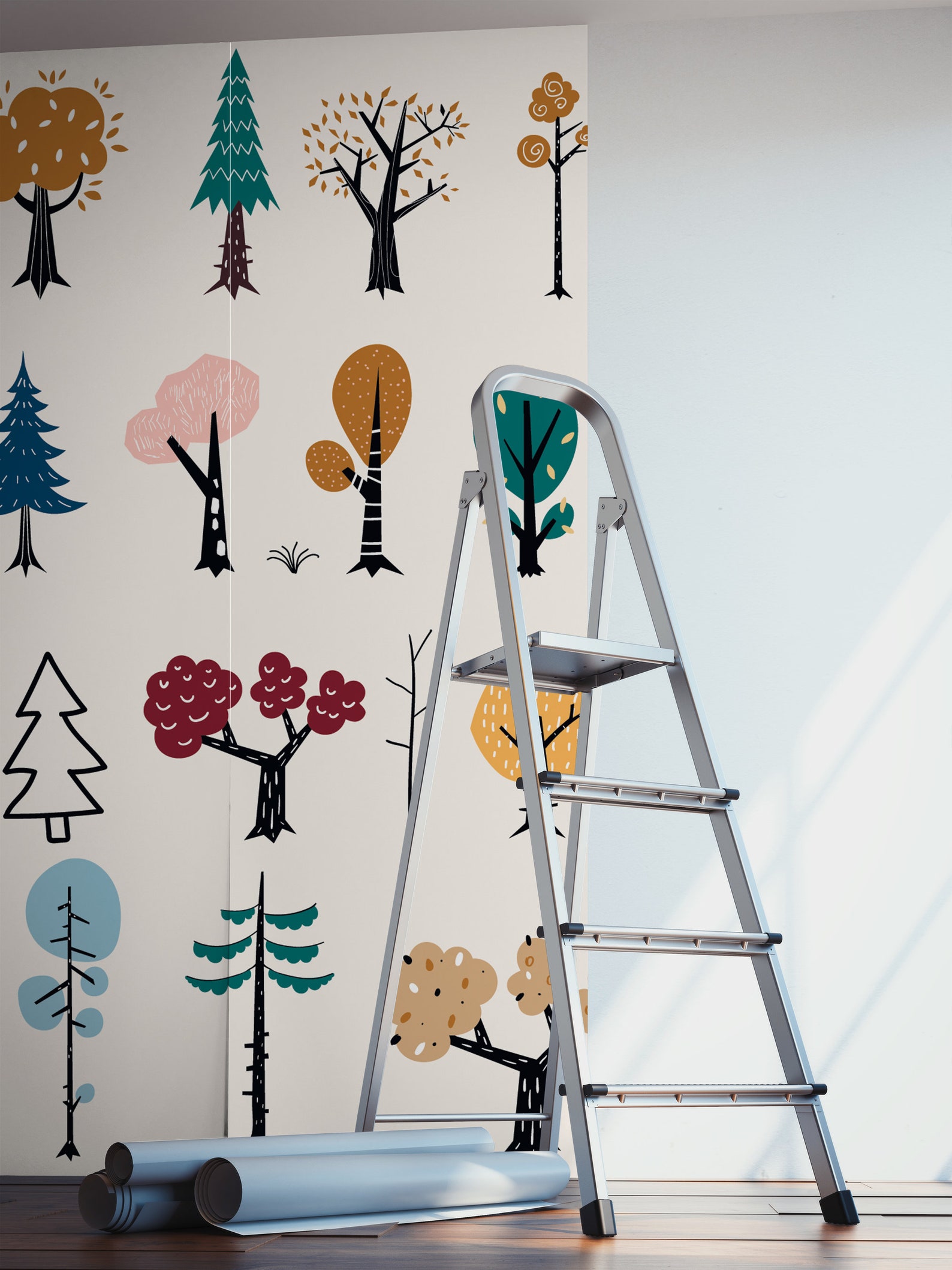 Colorful Tree Pattern Wallpaper for Kids Self Adhesive | Etsy