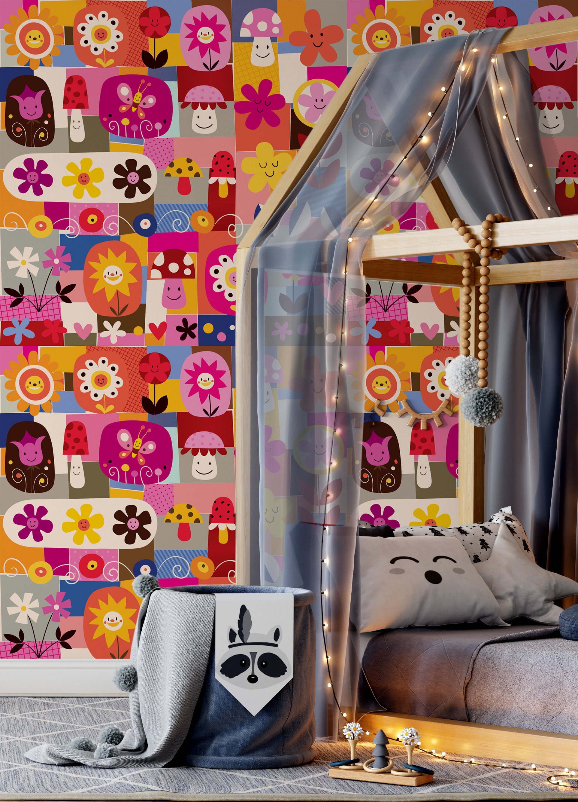 Colorful Wallpaper With Flowers and Mushrooms || for Kids, Self ...