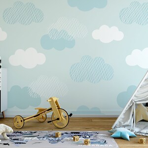 Blue Sky Wallpaper With Clouds || for Kids, Self Adhesive, Peel and ...