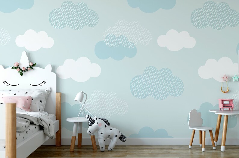 Blue Sky Wallpaper With Clouds for Kids Self Adhesive - Etsy