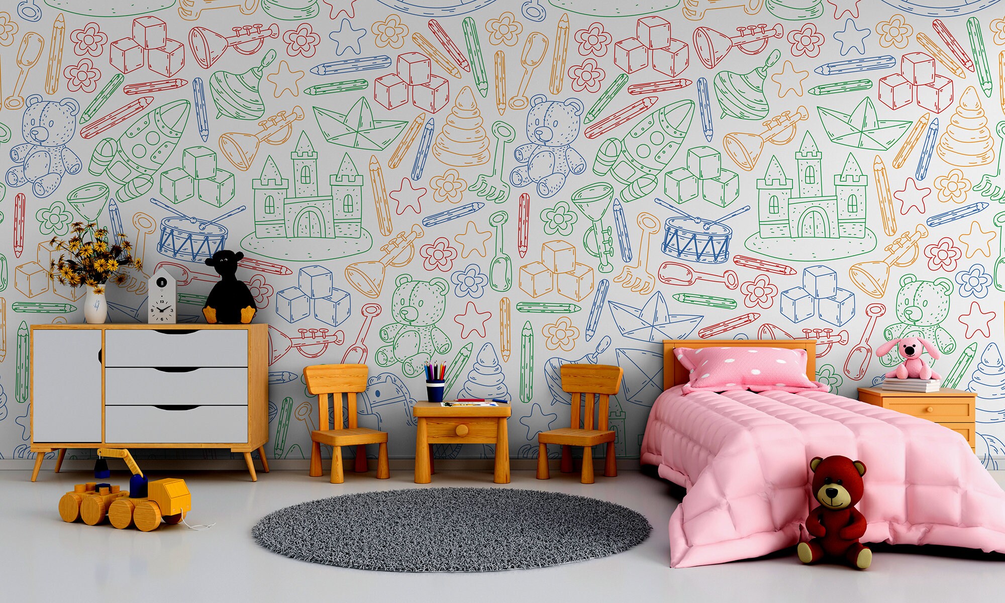 Colorful Baby Pattern Wallpaper || for Kids, Self Adhesive, Peel and ...