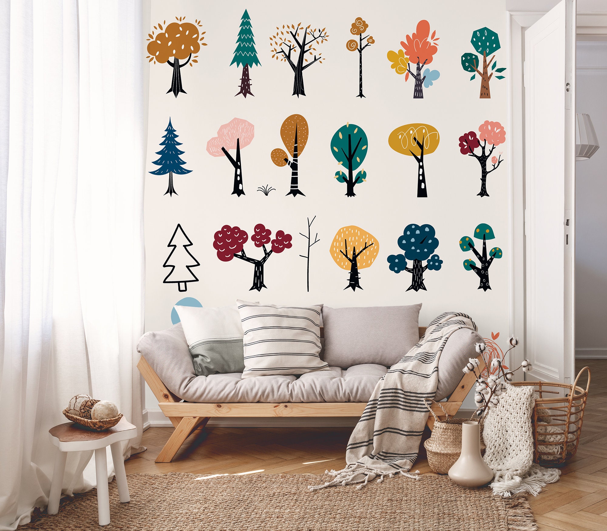 Colorful Tree Pattern Wallpaper for Kids Self Adhesive - Etsy