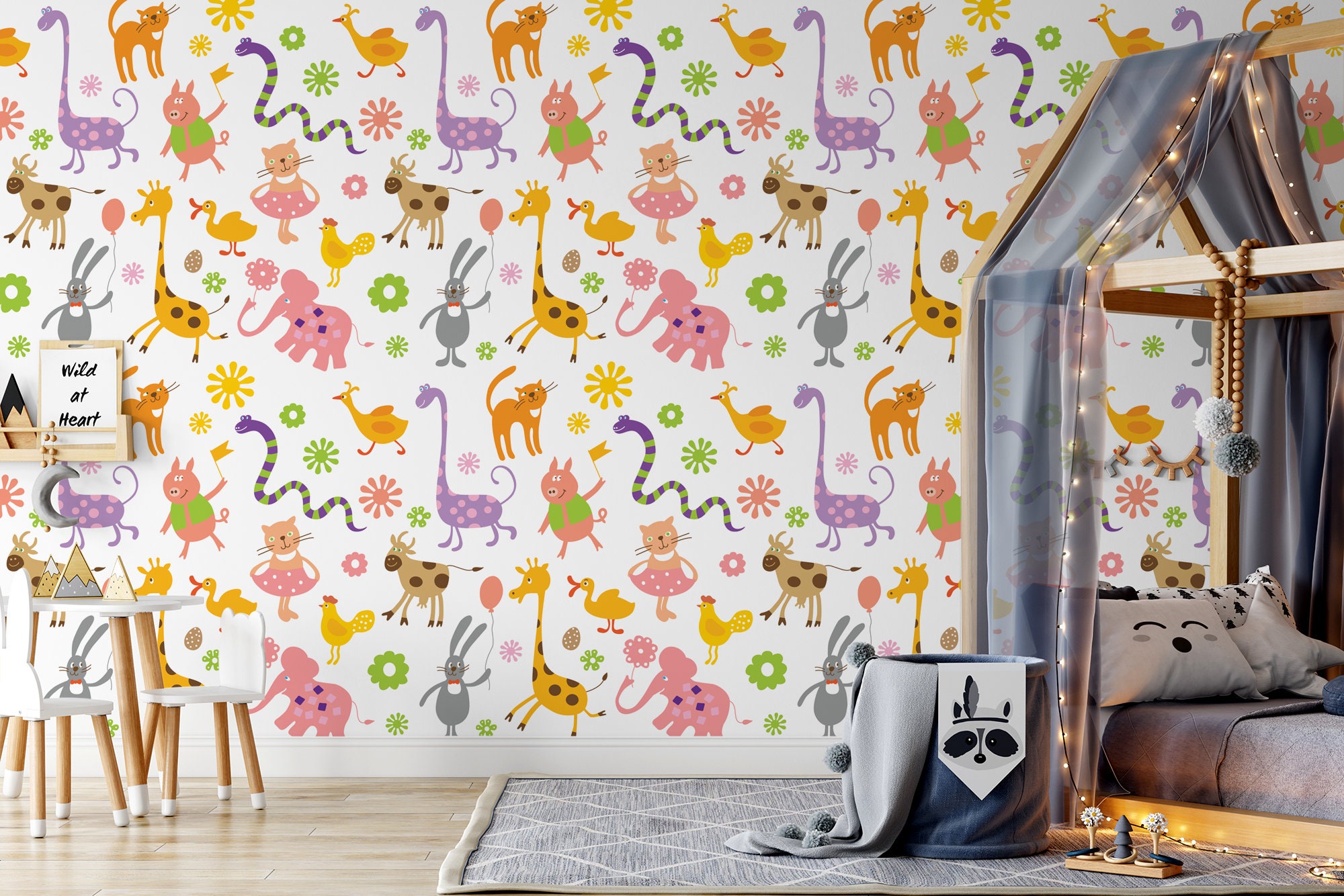 Colorful Funny Cartoon Animal Pattern Wallpaper || for Kids, Self ...