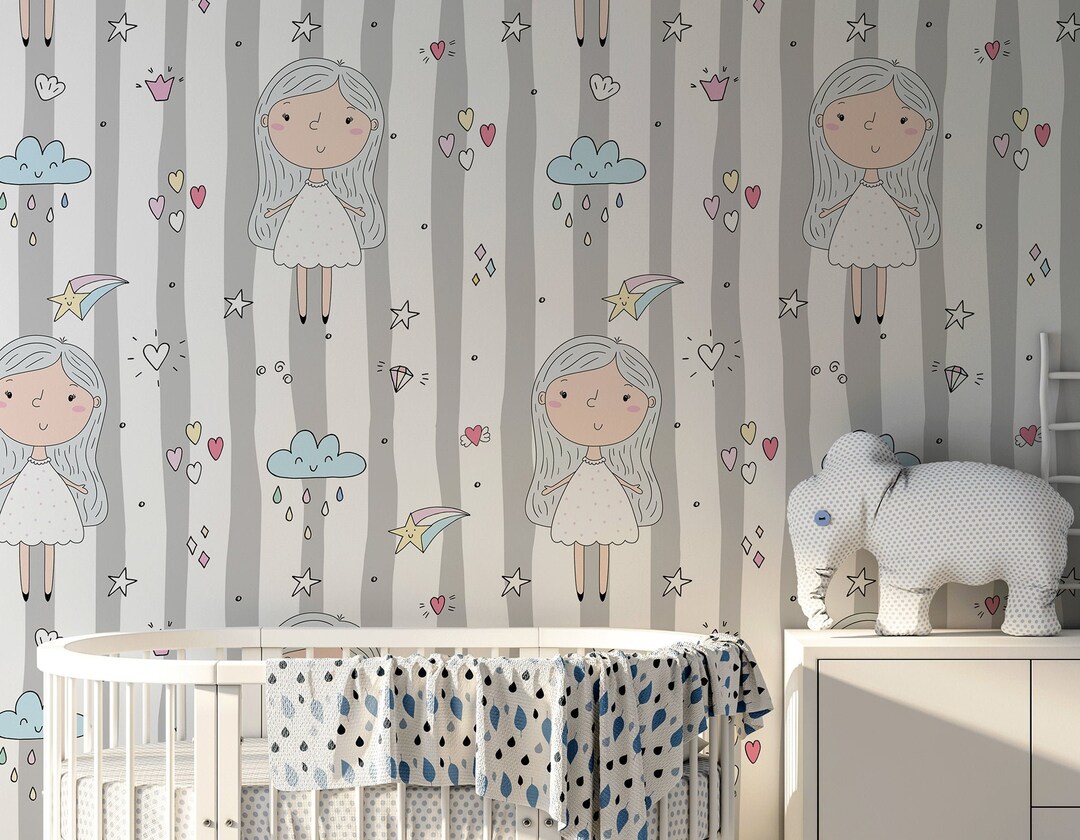 Wallpaper With White and Gray Lines and Magical Pattern || for Kids ...