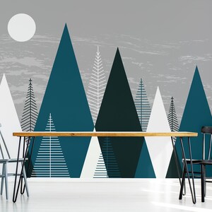 Vector Abstract Wallpaper With Triangles and Trees, Self Adhesive, Peel ...