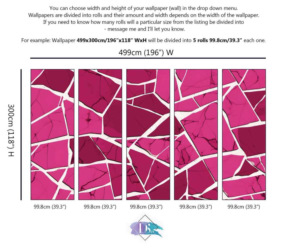 Magenta Cracked Tiles Wallpaper, Big Terrazzo Pattern, Abstract Stone ...