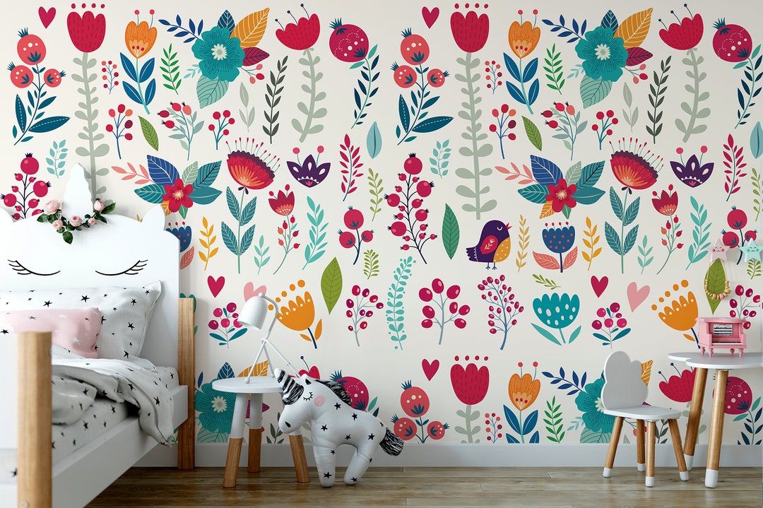 Spring Flowers Wallpaper || for Kids, Self Adhesive, Peel and Stick ...