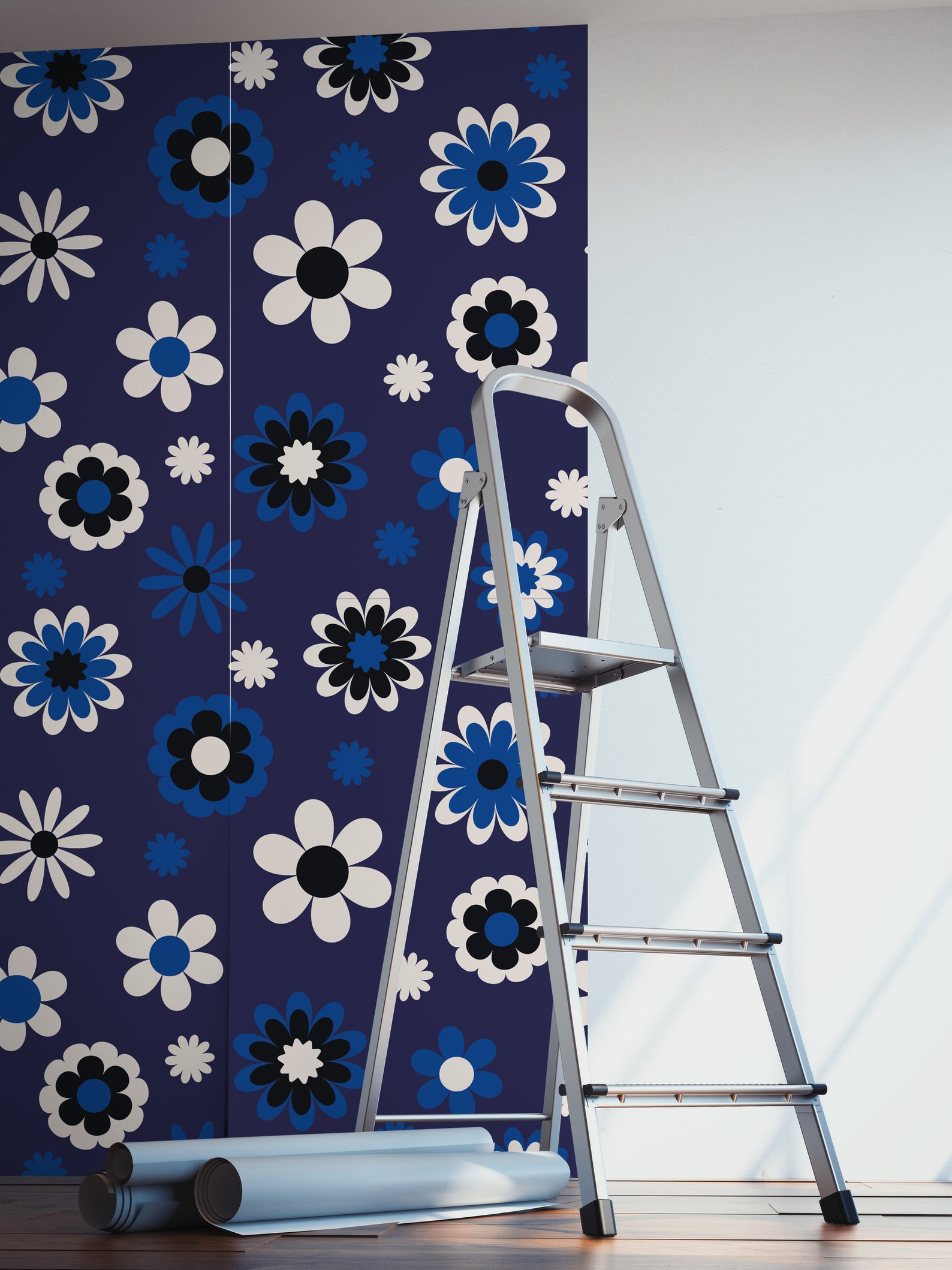Beautiful Blue Wallpaper With Floral Pattern || for Kids, Self Adhesive ...