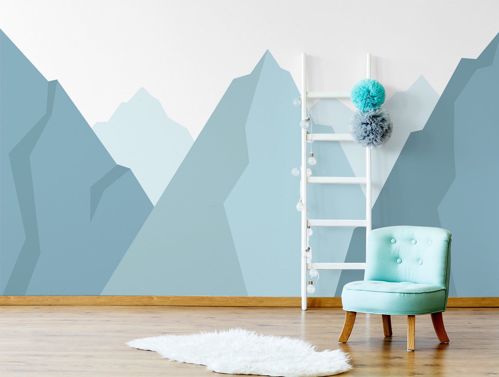 Vector Blue Mountains Wallpaper for Kids Self Adhesive | Etsy