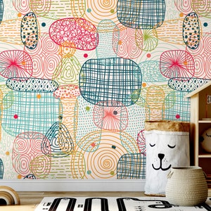 Colorful Abstract Wallpaper With Shapes Wallpaper for Kids - Etsy