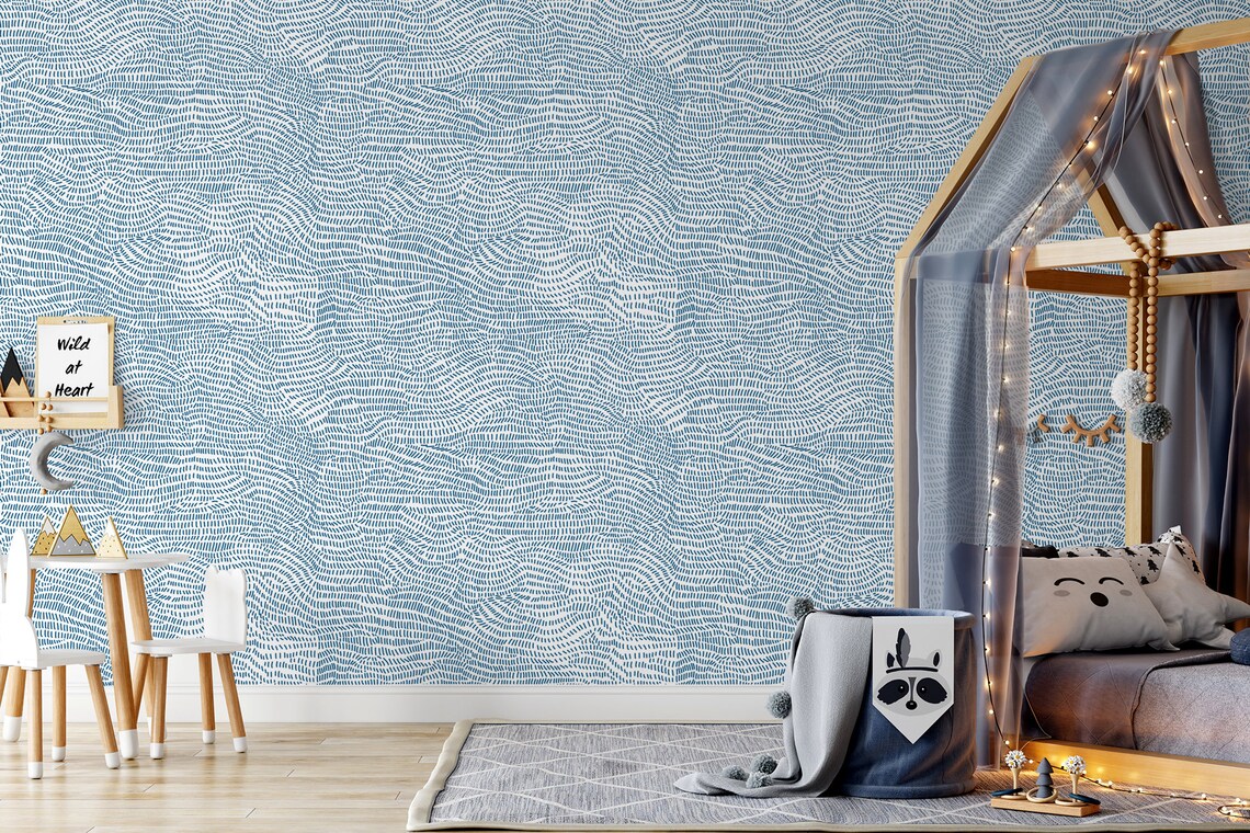 Blue Line Pattern Wallpaper || for Kids, Self Adhesive, Peel and Stick ...