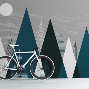 Vector Abstract Wallpaper With Triangles and Trees, Self Adhesive, Peel ...