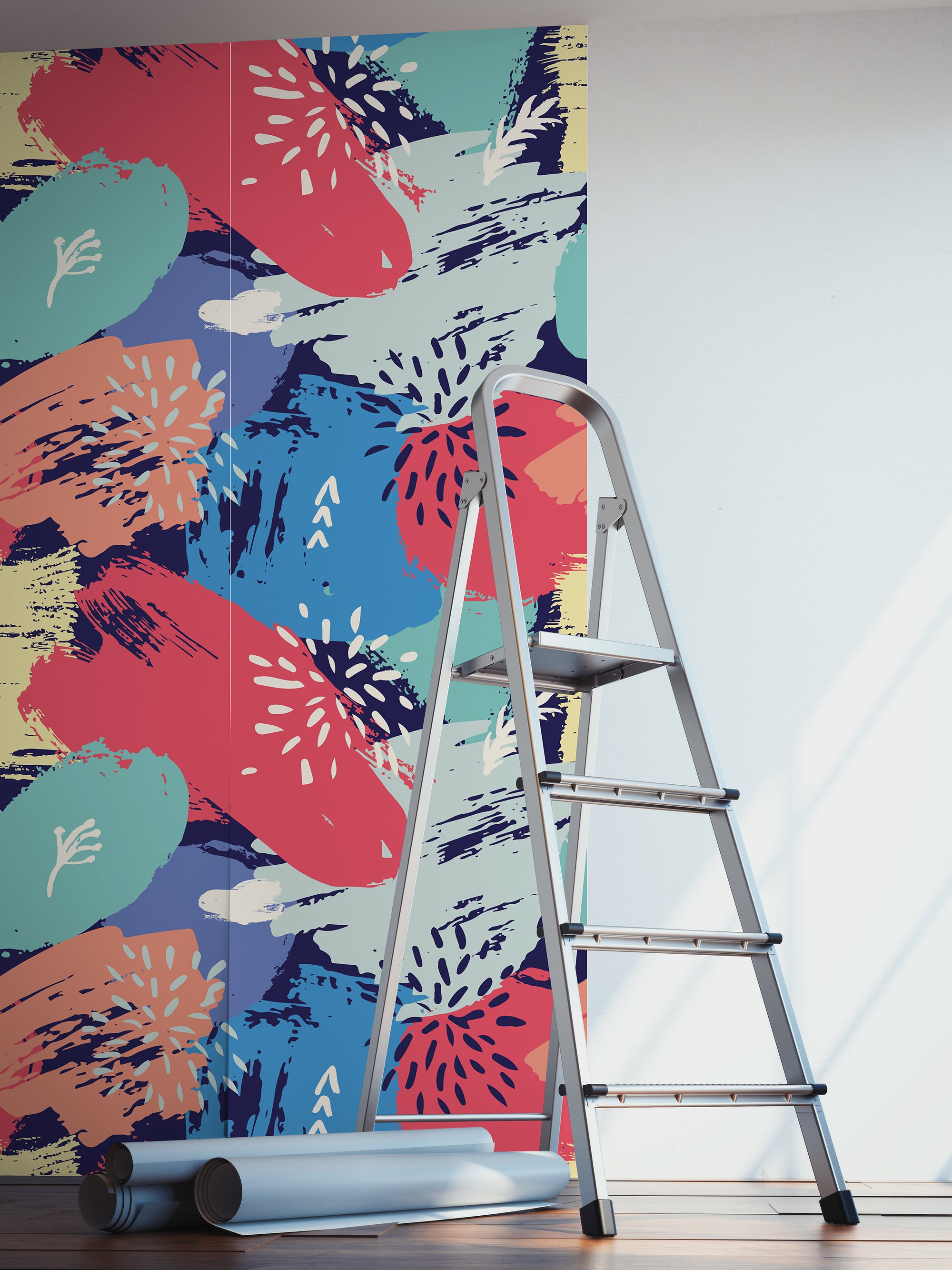 Colorful Abstract Wallpaper for Kids Self Adhesive Peel and | Etsy