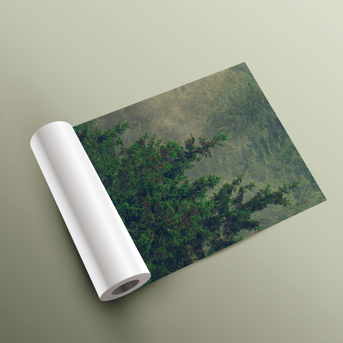 Green Misty Conifer Forest Photo Wallpaper Self Adhesive | Etsy