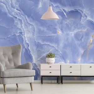 Blue Marble Stone Wallpaper, Marble Wall Mural, Crystal Wallpaper ...