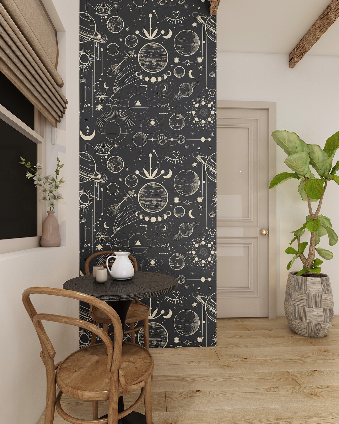 Astrology and Esoteric Symbols Wallpaper, Non Gold/non Metallic Wall ...