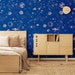 Blue Astro Wallpaper With Planets and Galaxies Self Adhesive - Etsy