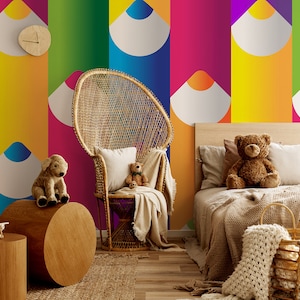 Wallpaper With Colorful Crayons, Wallpaper for Kids, Self Adhesive ...